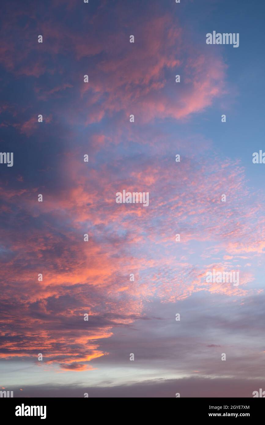 Evening sky with pastel-colored clouds Stock Photo - Alamy