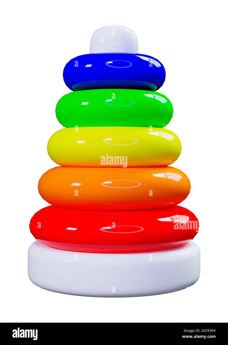 3D rendering of a Stacked colorful toy torus isolated on white ...