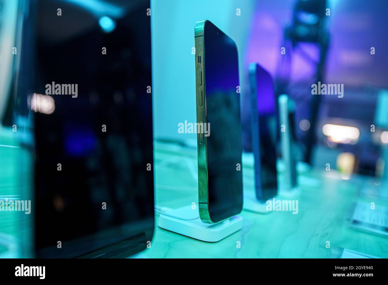 New Apple Iphone 13 smartphone on sale in apple shop. Iphone pro max 13 ...