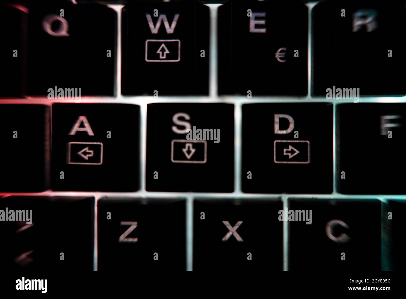 Backlit keyboard detail illuminated in the dark Stock Photo - Alamy
