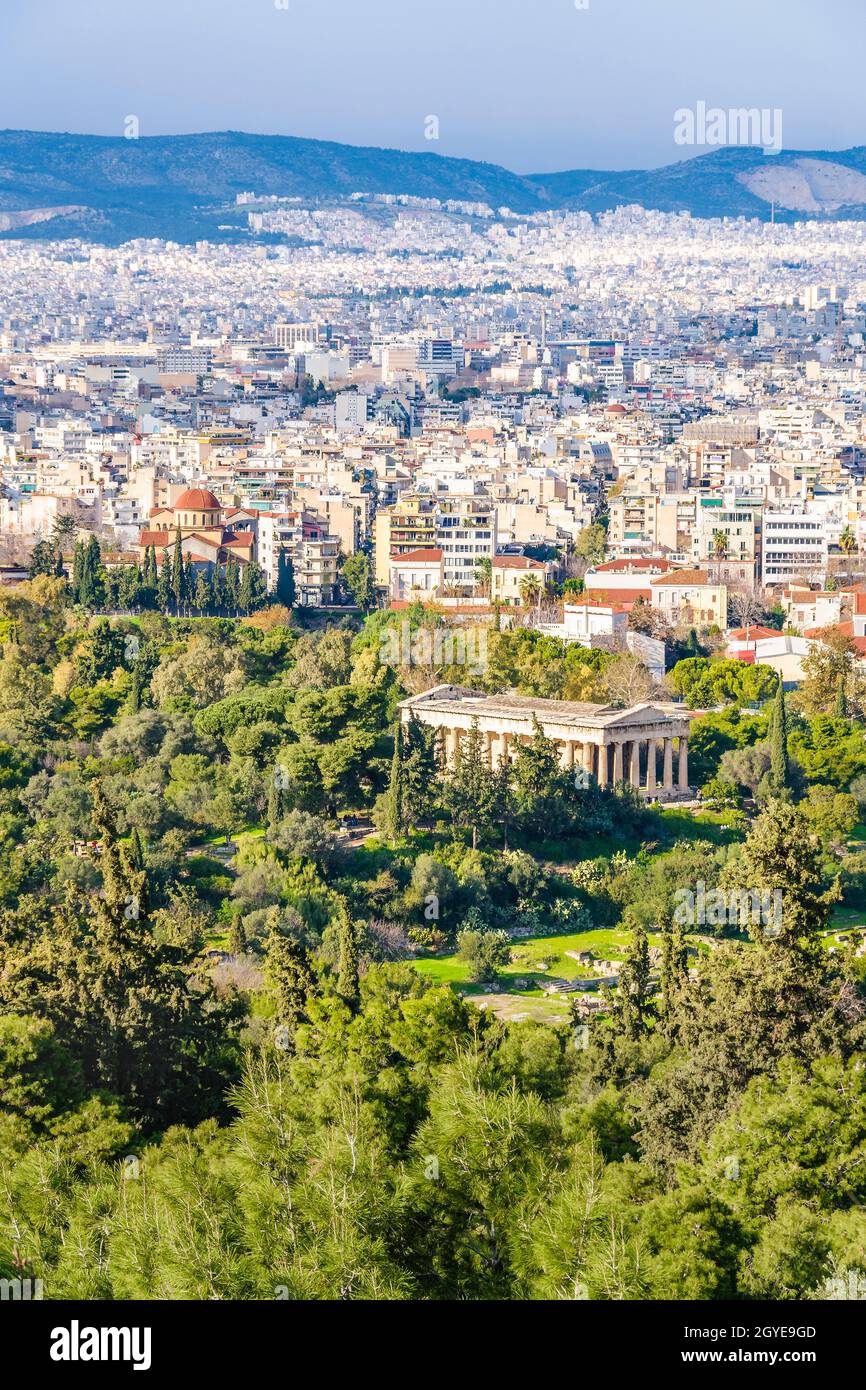 Aerial athens cityscape view from acropolis hill, athens, greece Stock Photo - Alamy