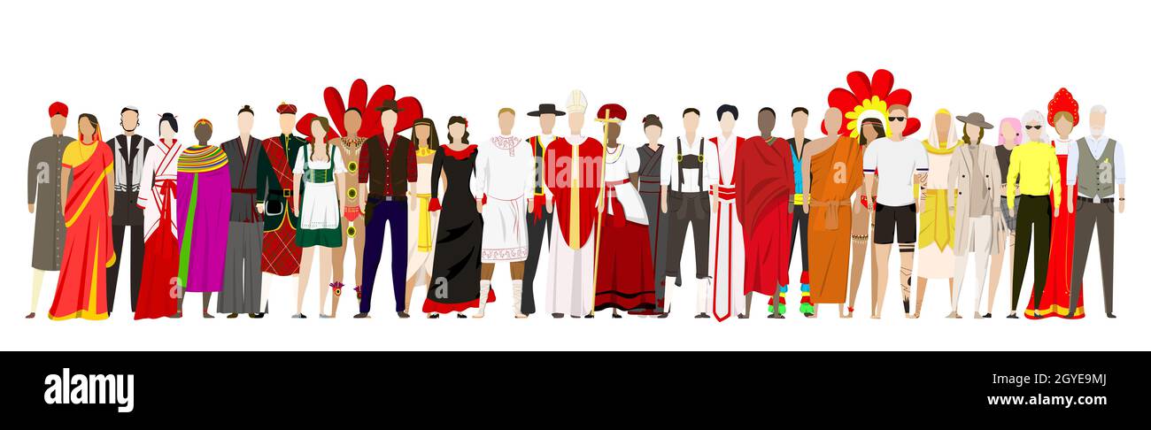 People of different nationalities on a white background - Vector ...