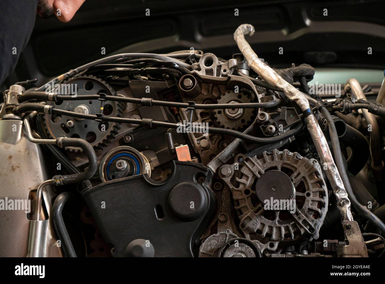 Detail of Car engine disassembled for maintenance Stock Photo - Alamy
