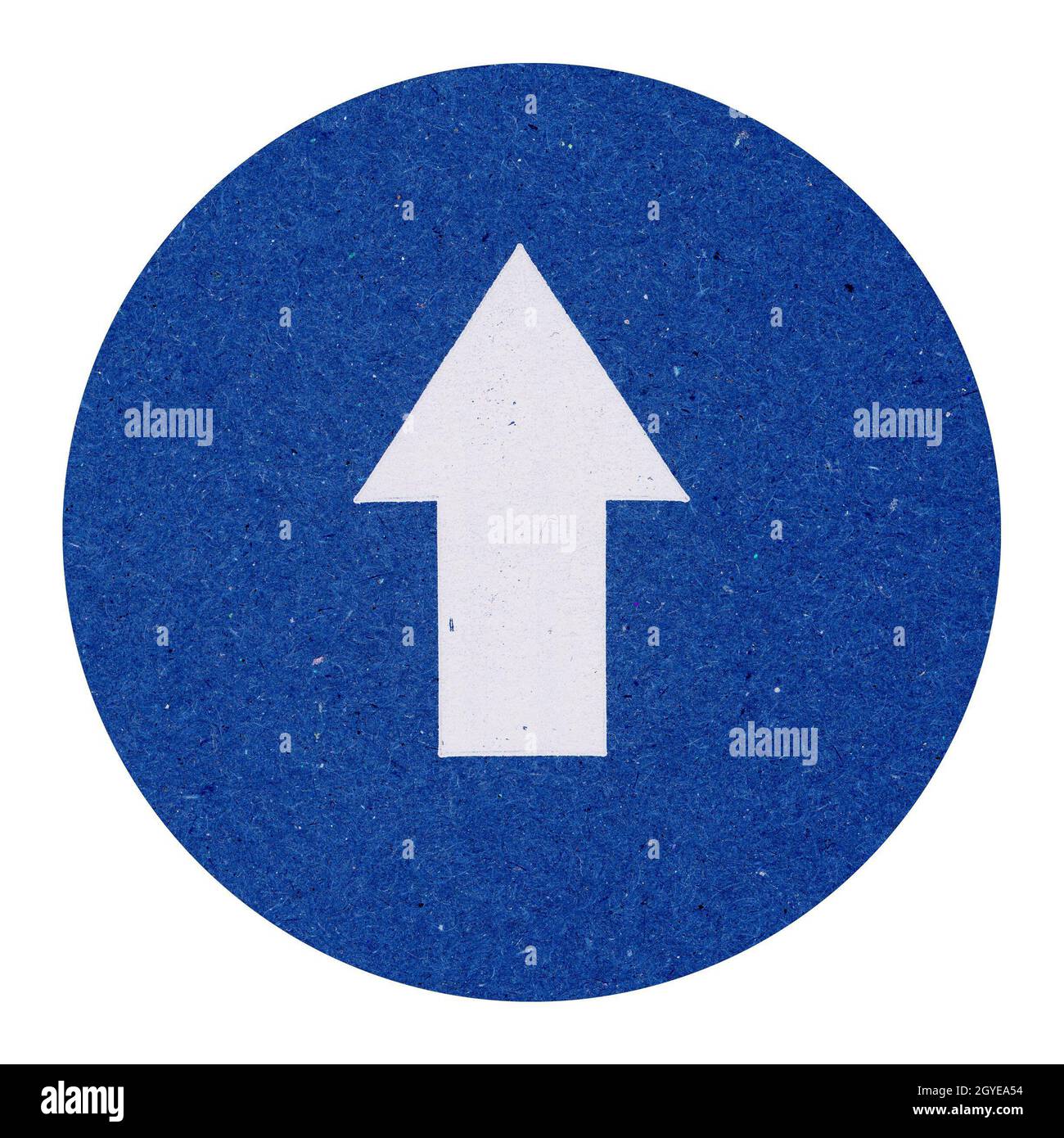 white up arrow sign on blue background Stock Photo - Alamy