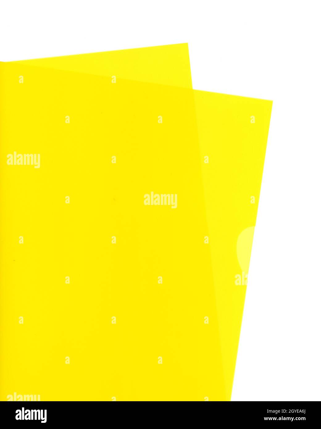 yellow plastic documenti folders isolated over white Stock Photo - Alamy