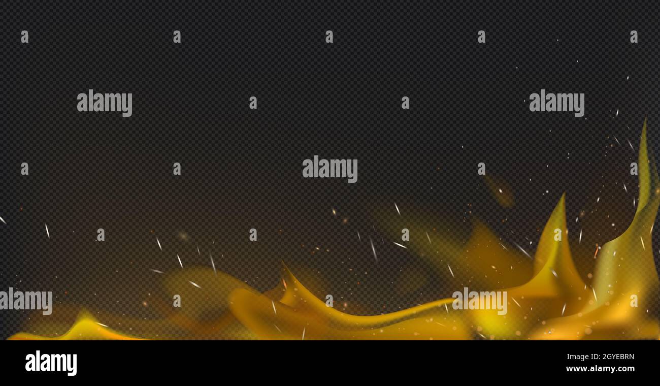 Realistic fire on a dark background - Vector illustration Stock Photo ...