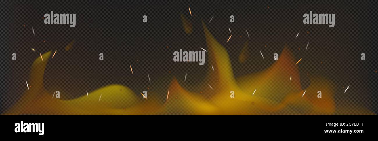 Realistic fire on a dark background - Vector illustration Stock Photo ...