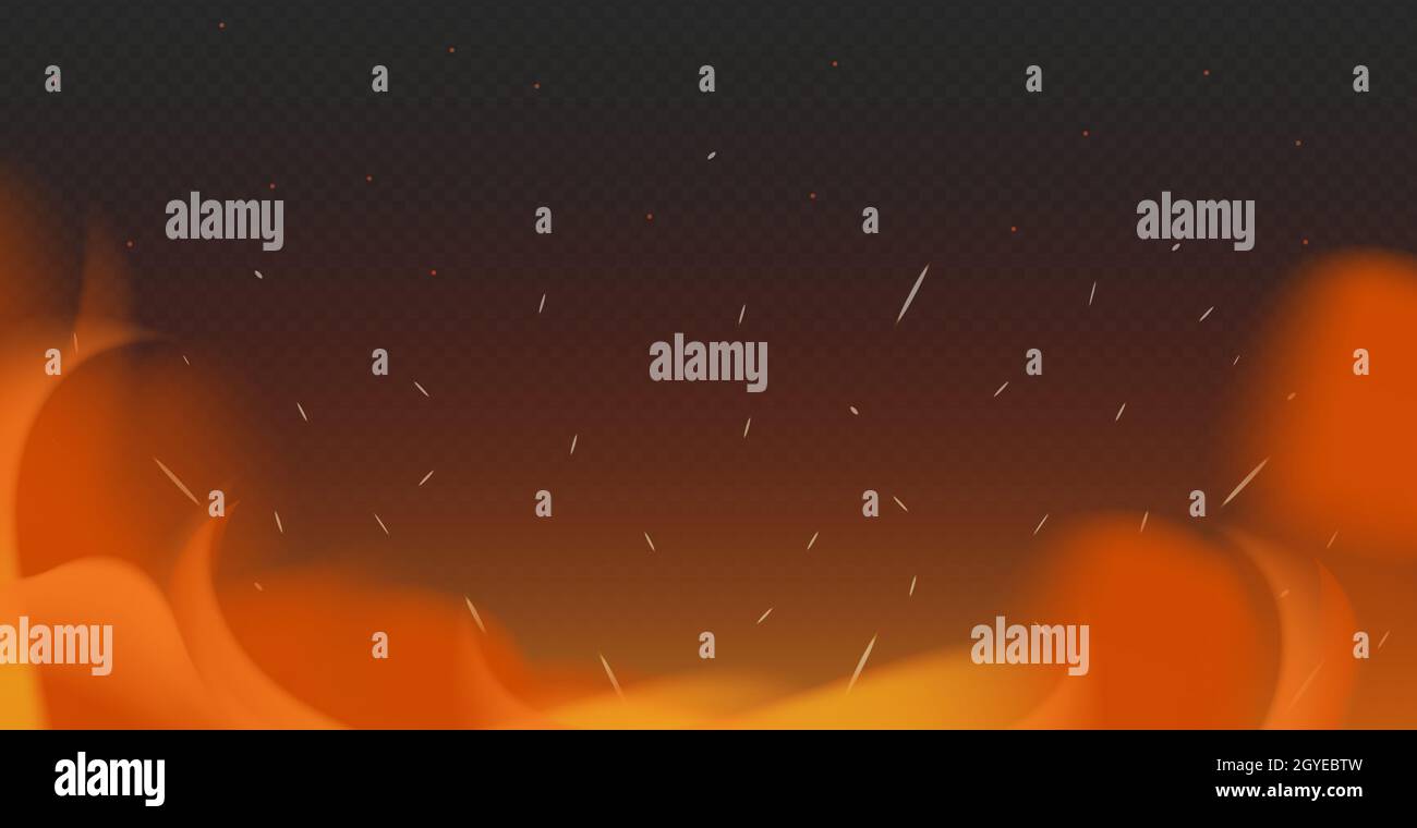 Realistic fire on a dark background - Vector illustration Stock Photo ...