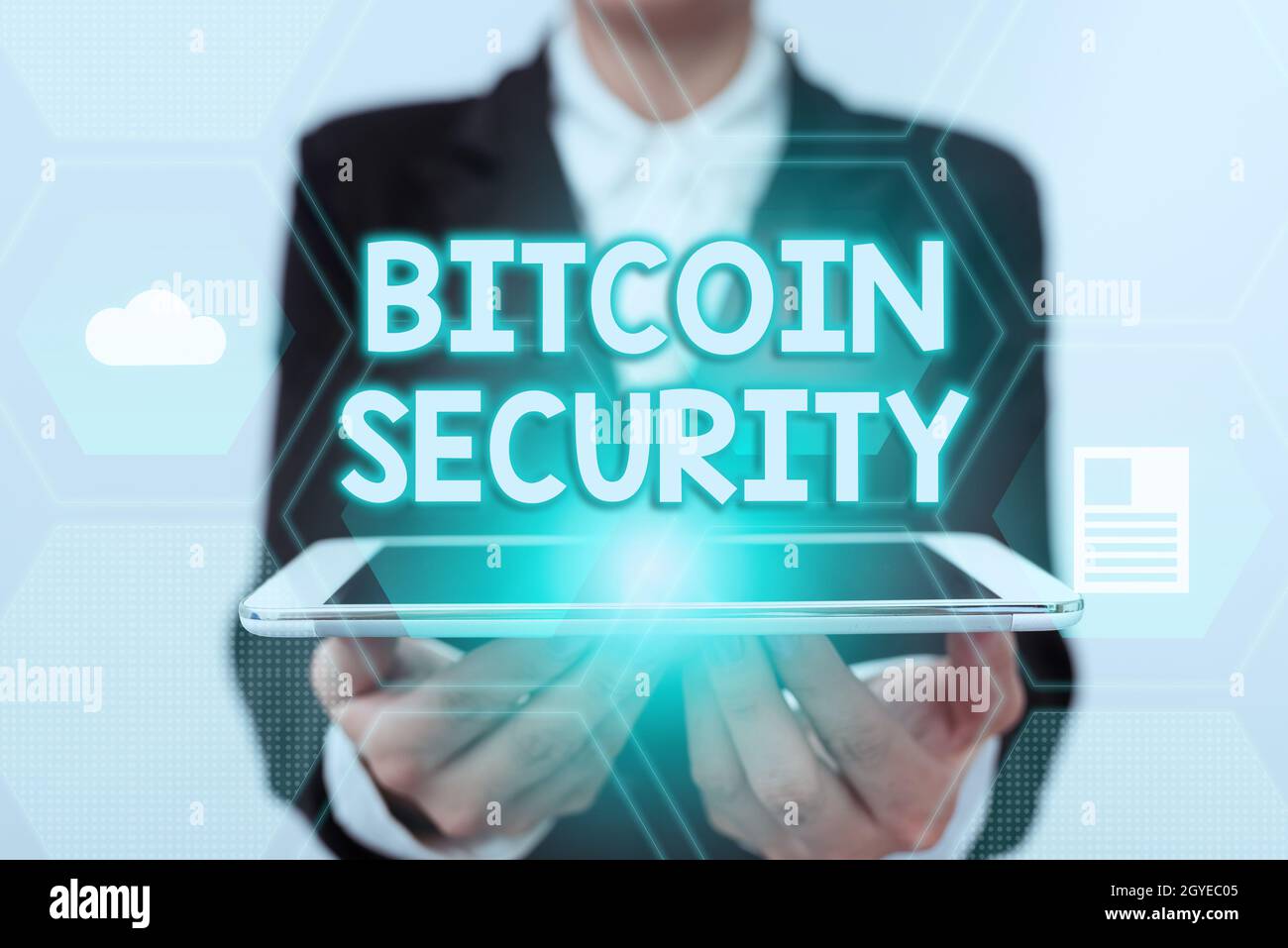 Writing displaying text Bitcoin Security, Internet Concept funds are ...