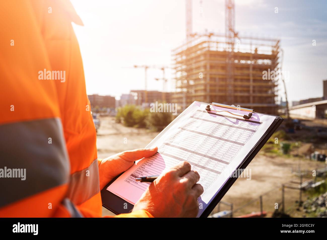 OSHA Inspection Worker At Construction Site. Building Safety Stock ...