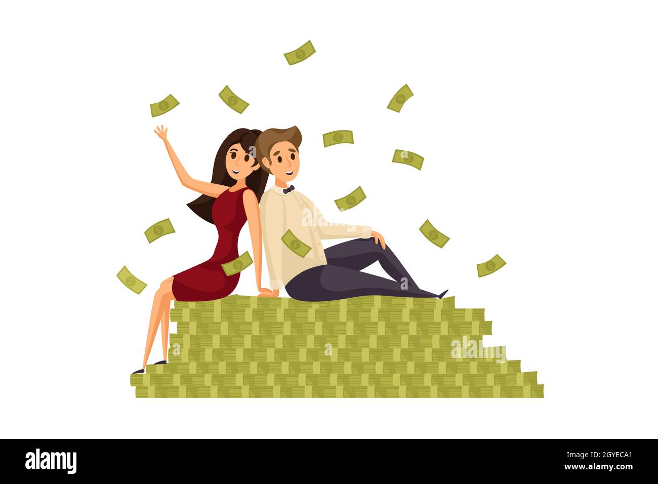 Money, success, profit, wealth, business concept. Young happy rich ...