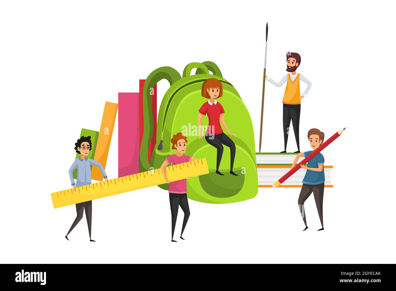 Group Of Friends At School Cartoon