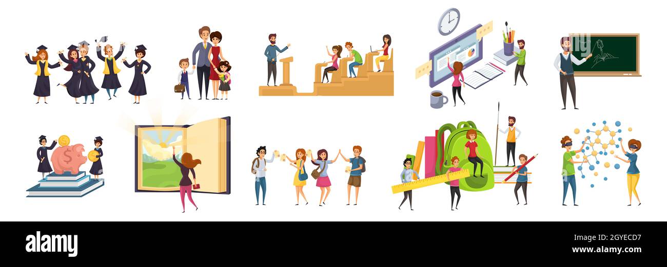 Education, teaching, graduation, study, learning set concept. Students ...