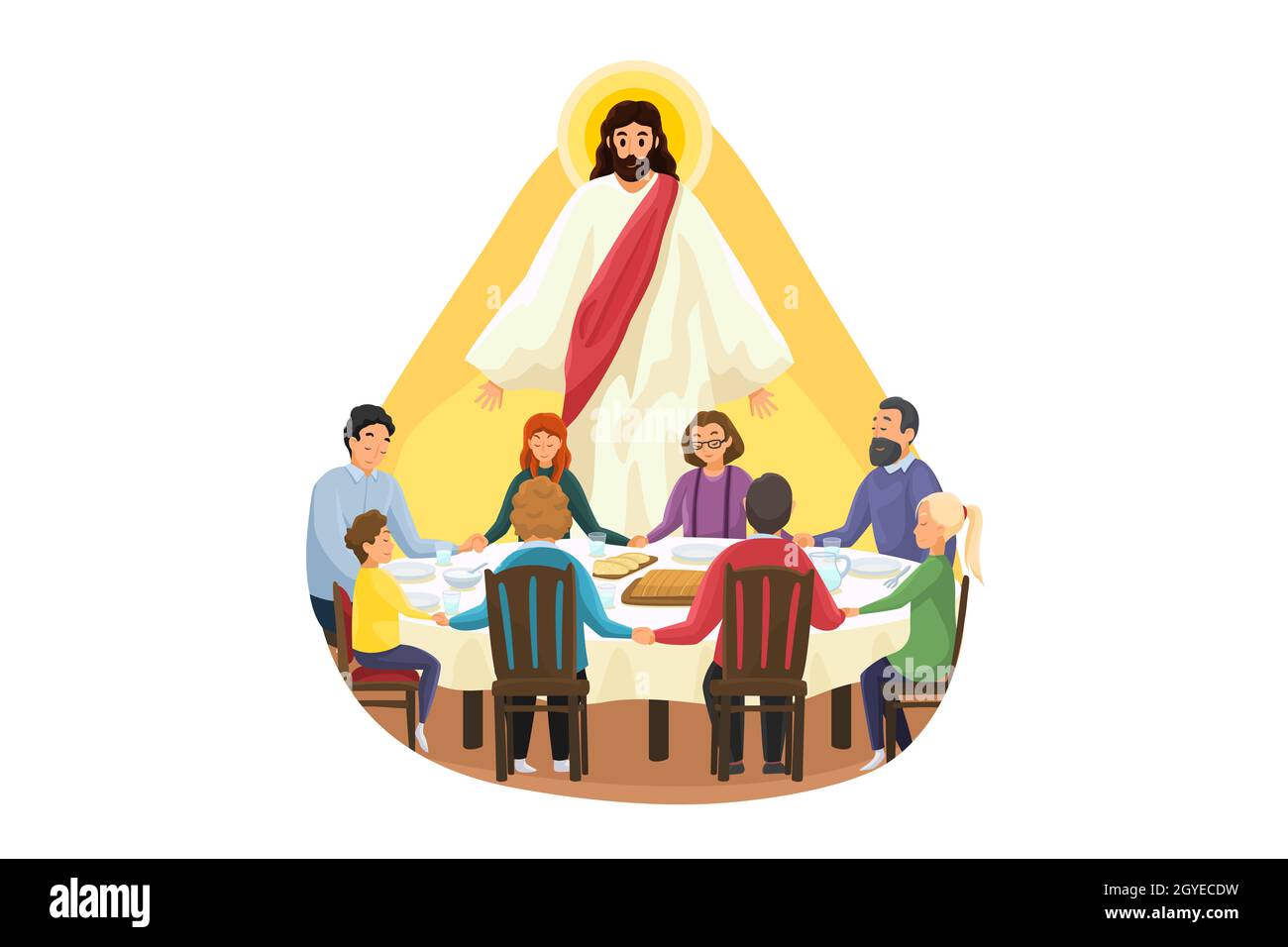 Christianity, religion, meal, protection, prayer, worship, concept ...