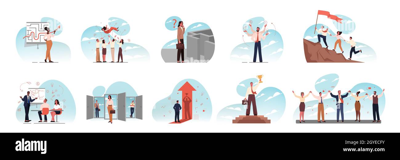 Leadership, meeting, success, goal, business set. Team of people ...