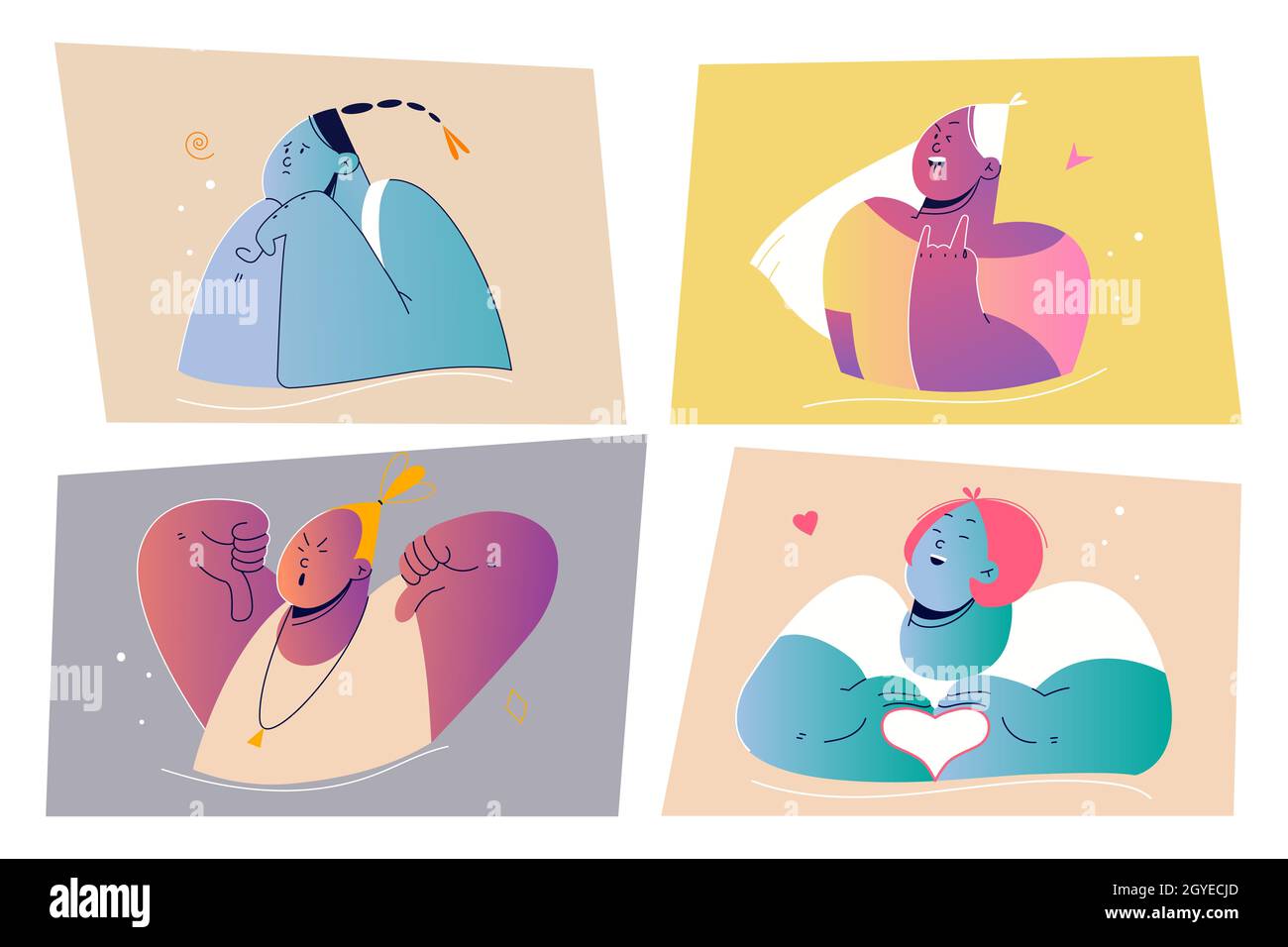 Emotion, face expression set concept. Positive and negative emotional ...
