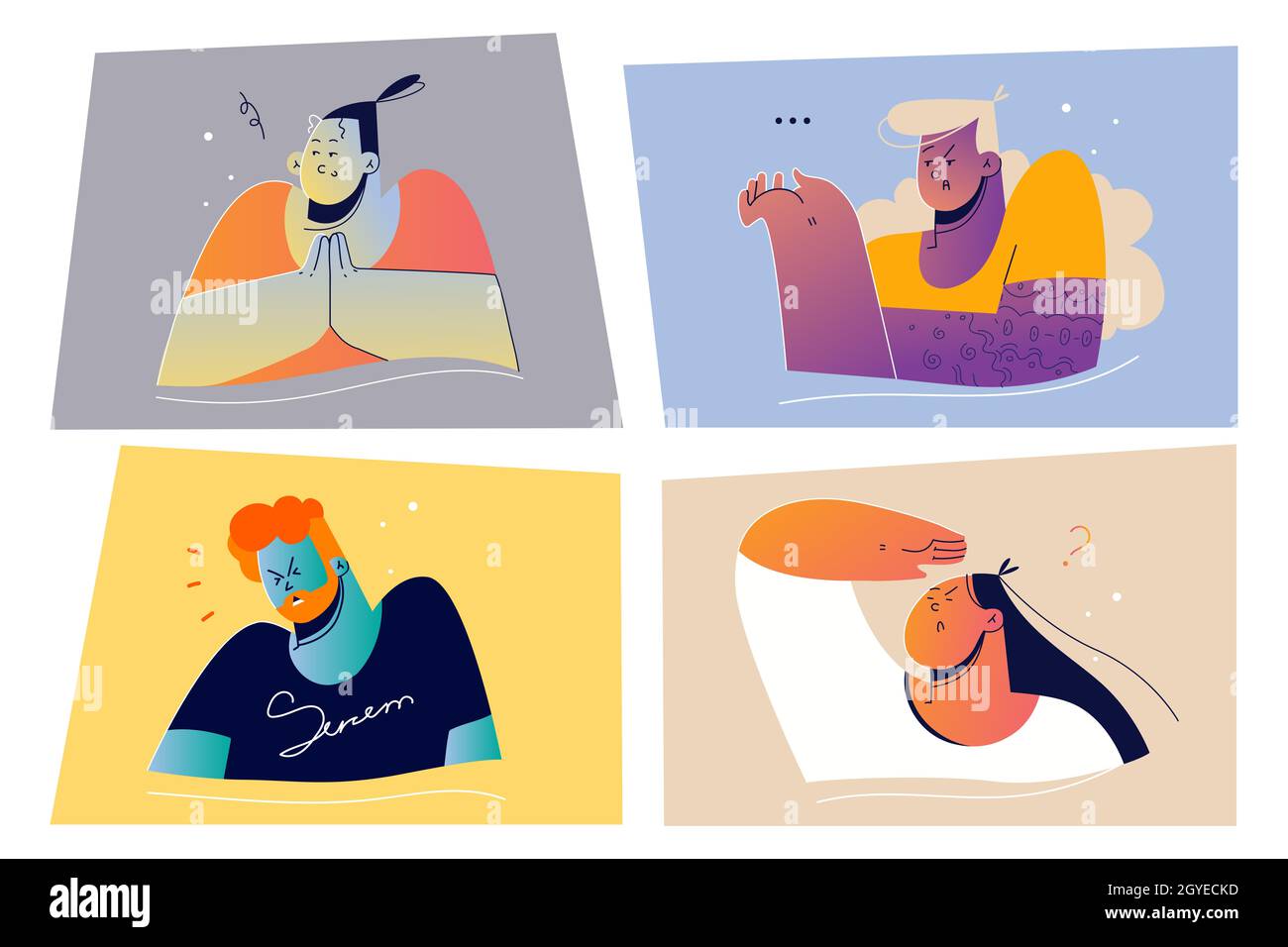 Emotion, face expression set concept. Positive and negative emotional ...