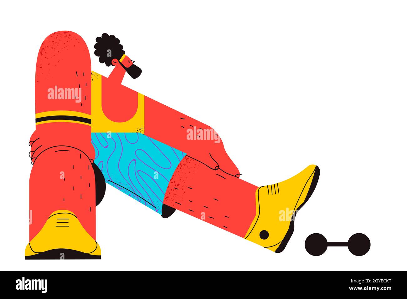 Active lifestyle, workout, sport concept. Young bearded man cartoon ...