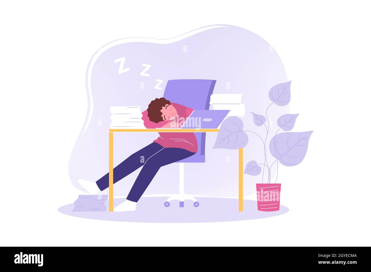 Overworking, sleep, freelance, fatigue, business concept. Tired ...