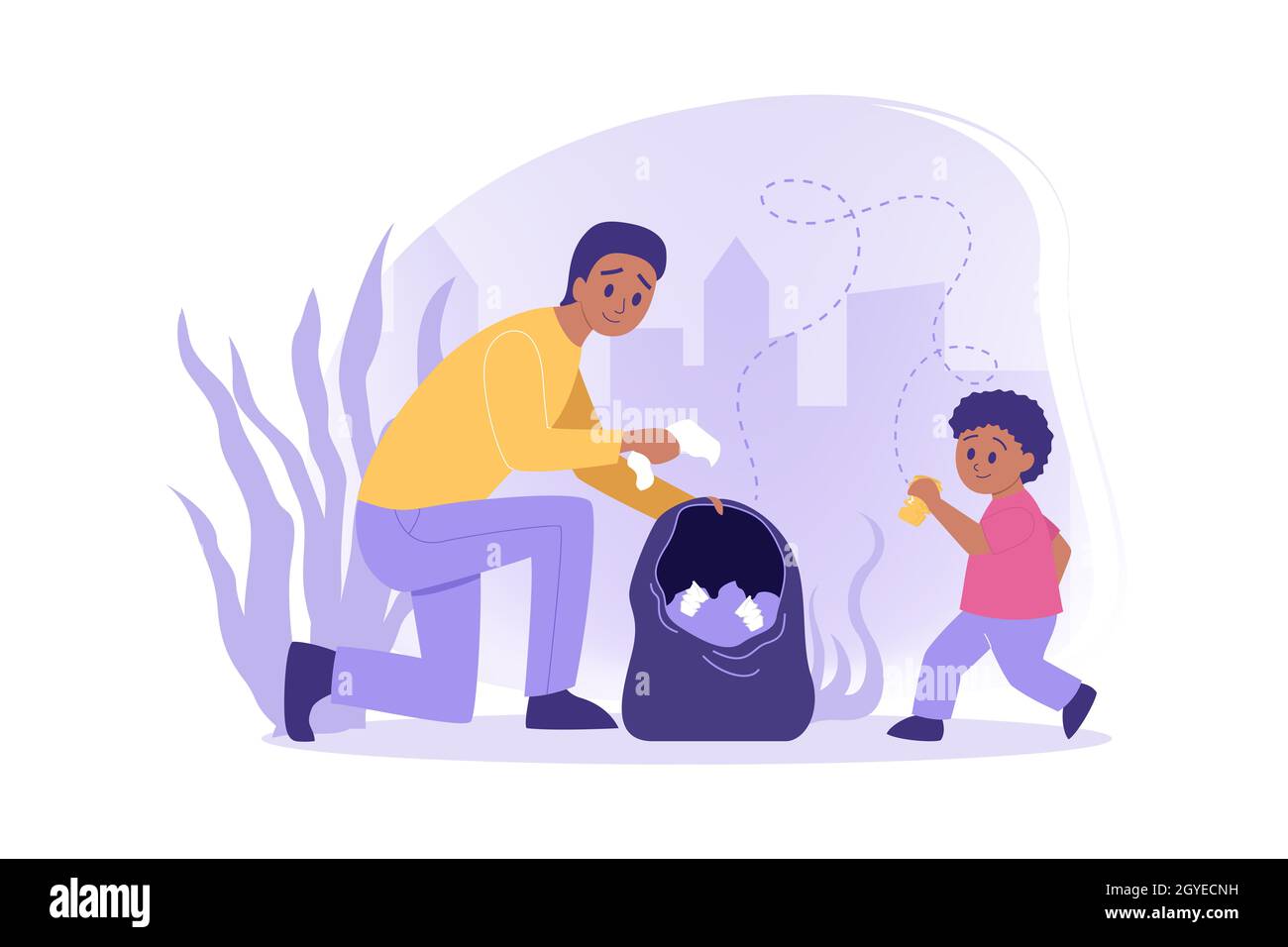 Ecology, volunteering, environment care concept. Team of man, boy ...