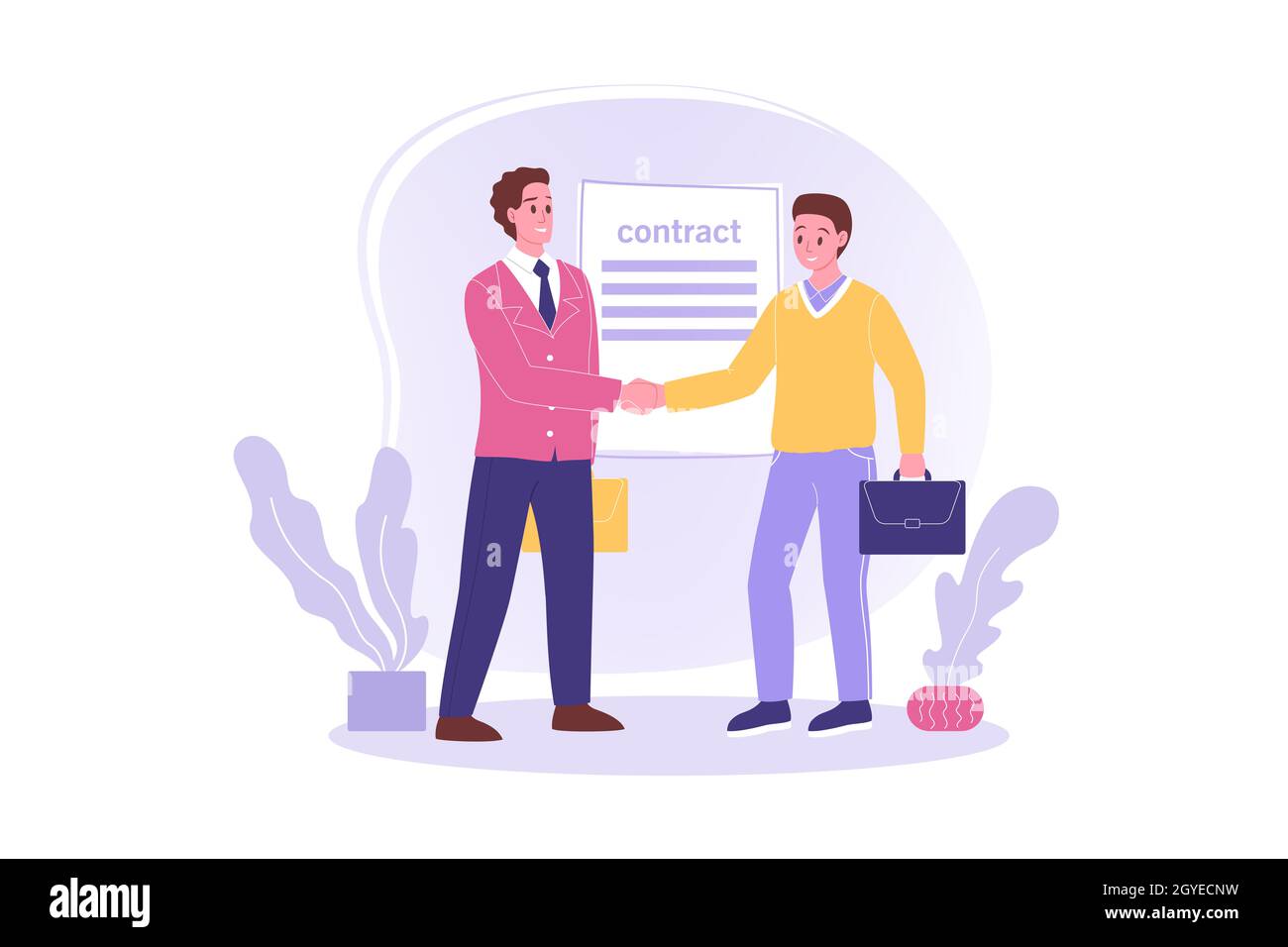 Hiring, signing contract, meeting, business concept. Young happy ...