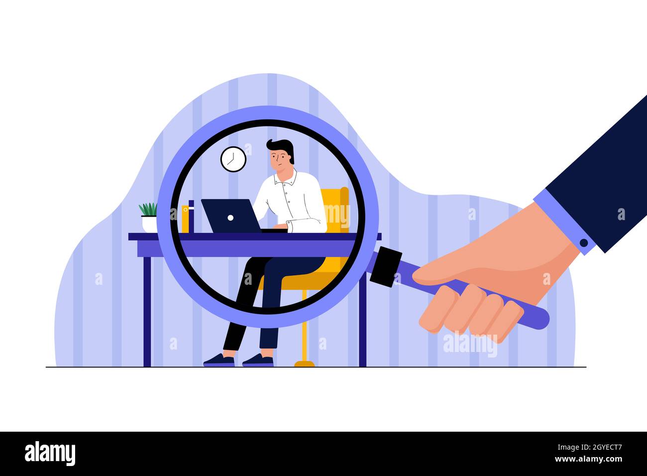 Business, work, observation, privacy concept. Human boss hand holding ...