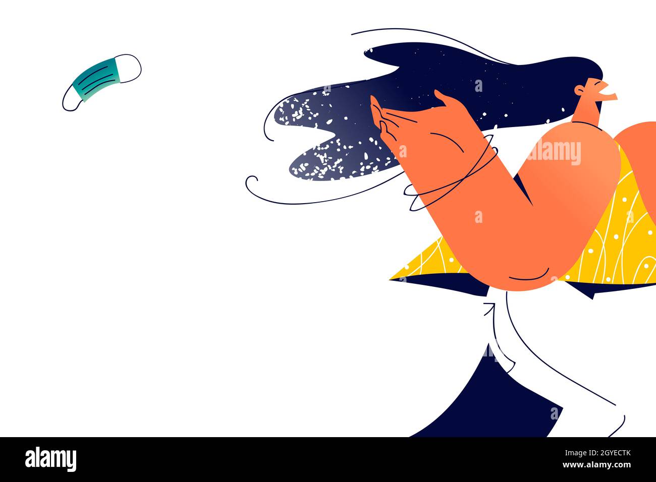 Curing and recovering from COVID-19 disease concept. Young happy woman ...