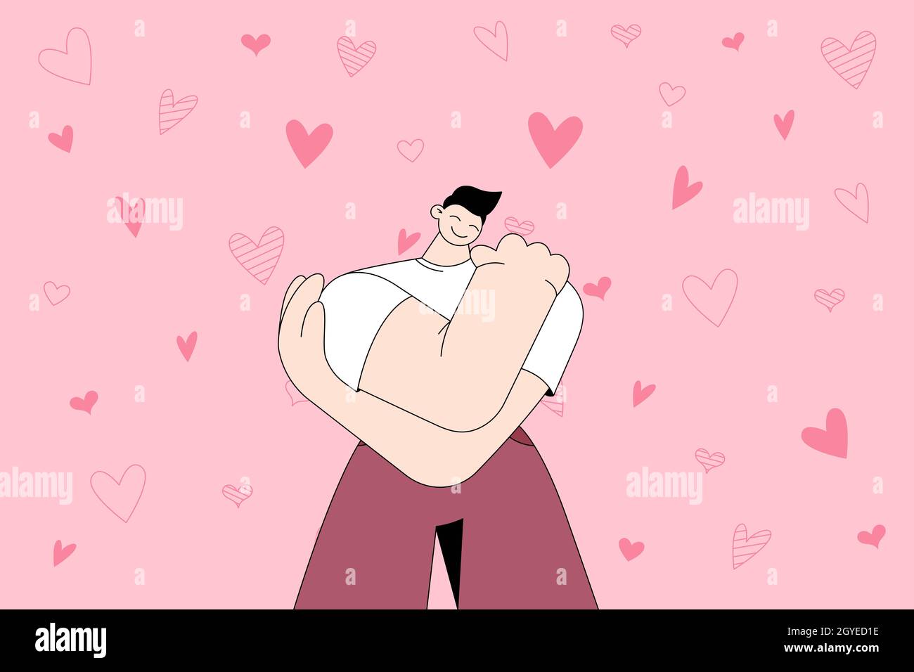 Self care, self love and esteem concept. Young smiling man cartoon ...