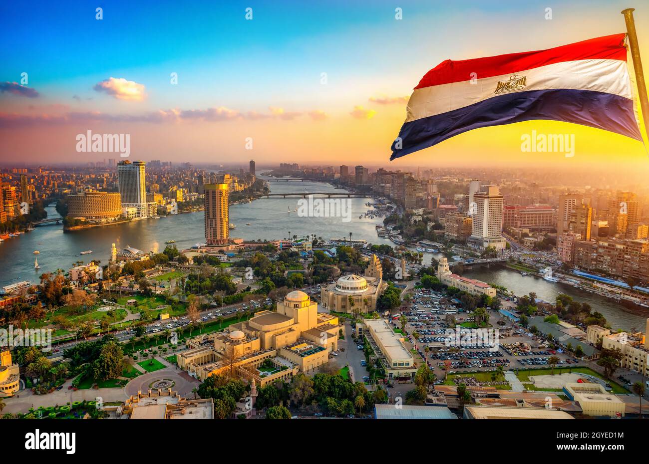 Panorama of Cairo cityscape taken during the sunset from the famous ...