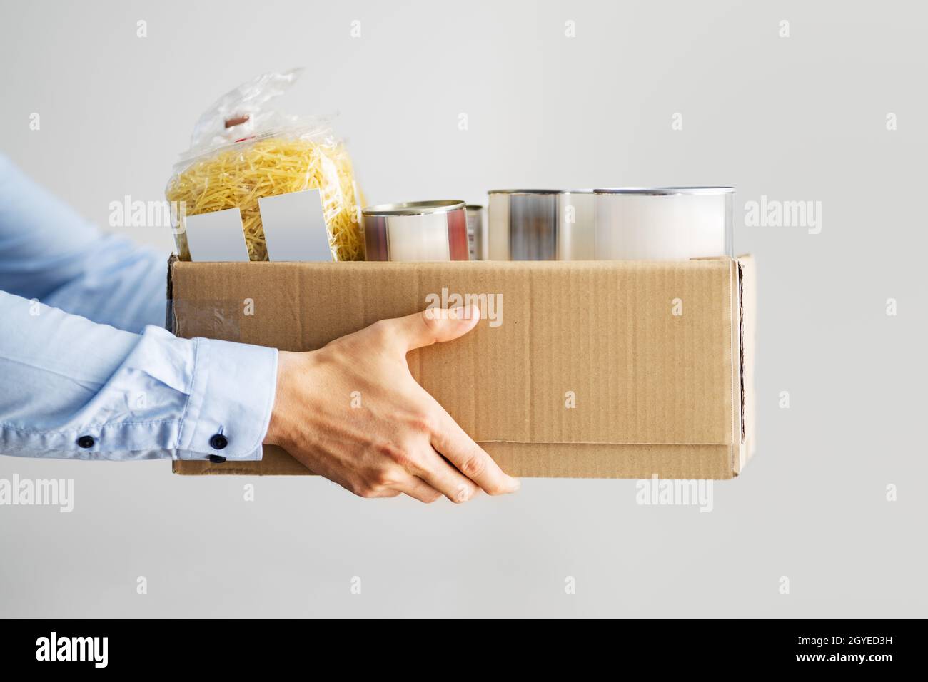 Food Drive Bank. Donating Tin Can Box Stock Photo - Alamy
