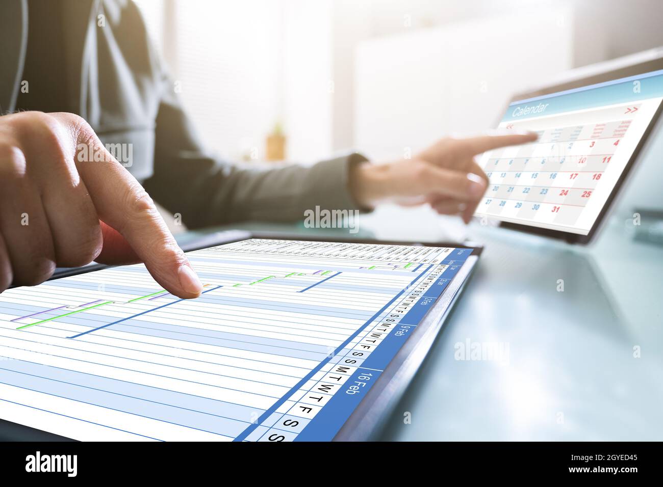 Project Management Chart On Laptop And Digital Tablet Stock Photo - Alamy