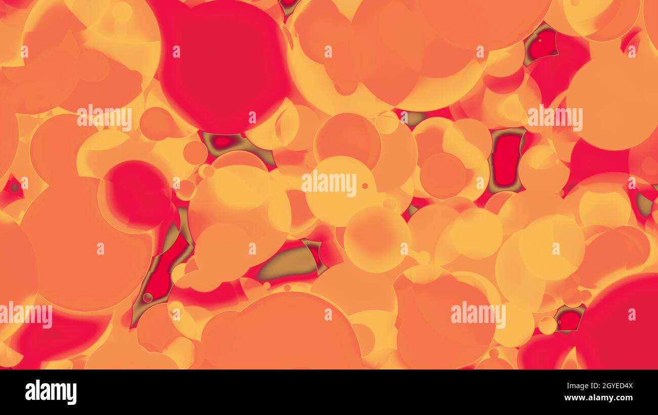 Round textures with 3d render gradient in chaotic motion. Geometric ...