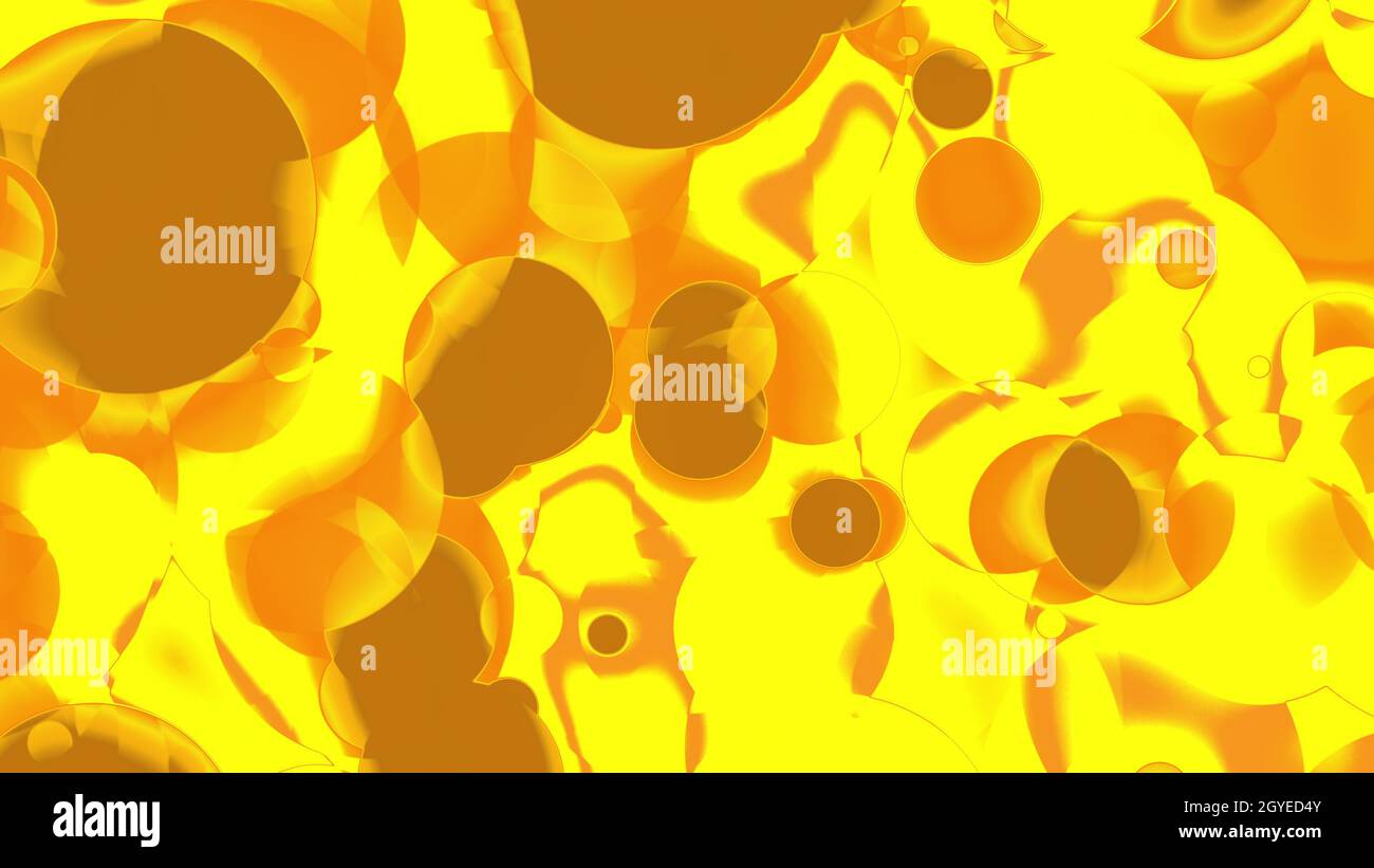 Round textures with 3d render gradient in chaotic motion. Geometric ...