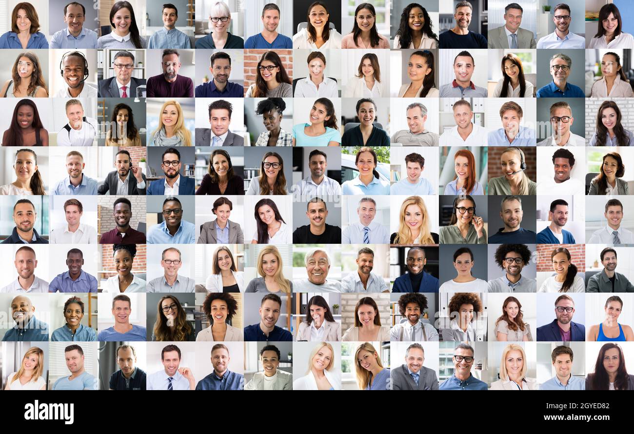 Professional Group Headshot Video Conference. Avatar Faces Collage ...