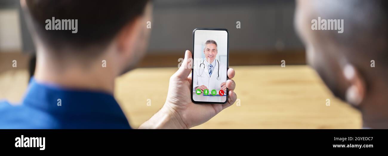 Medical Doctor Video Conference Call On Mobile Phone Stock Photo - Alamy