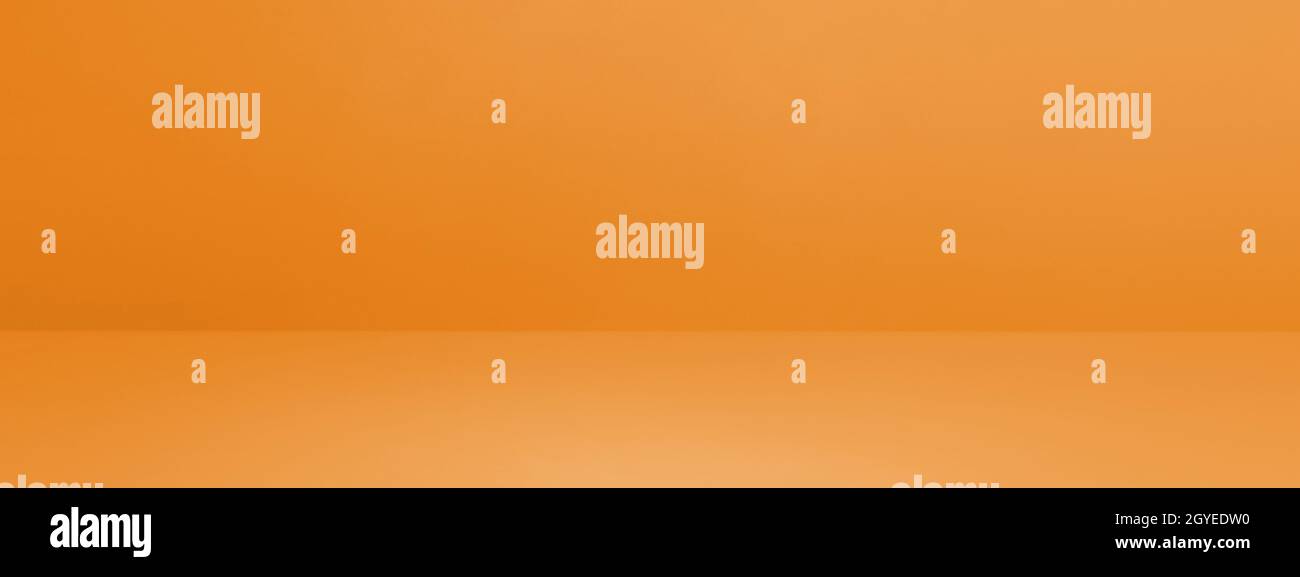 Orange concrete interior background banner. Empty template scene Stock ...