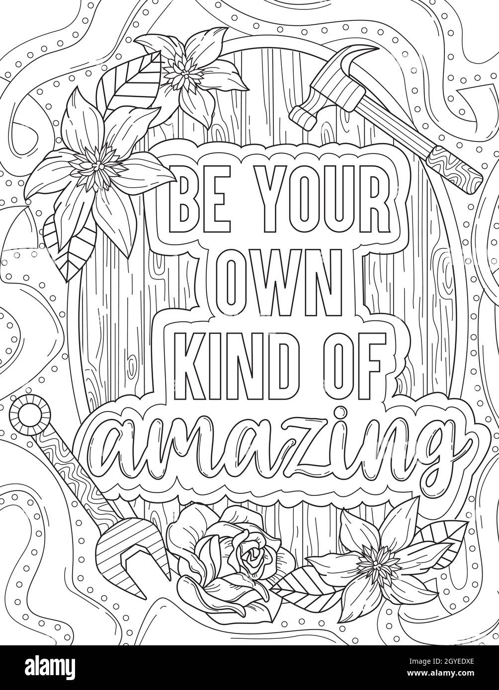 Round Frame With Wrench Hammer Flowers Showing Inspirational Message ...