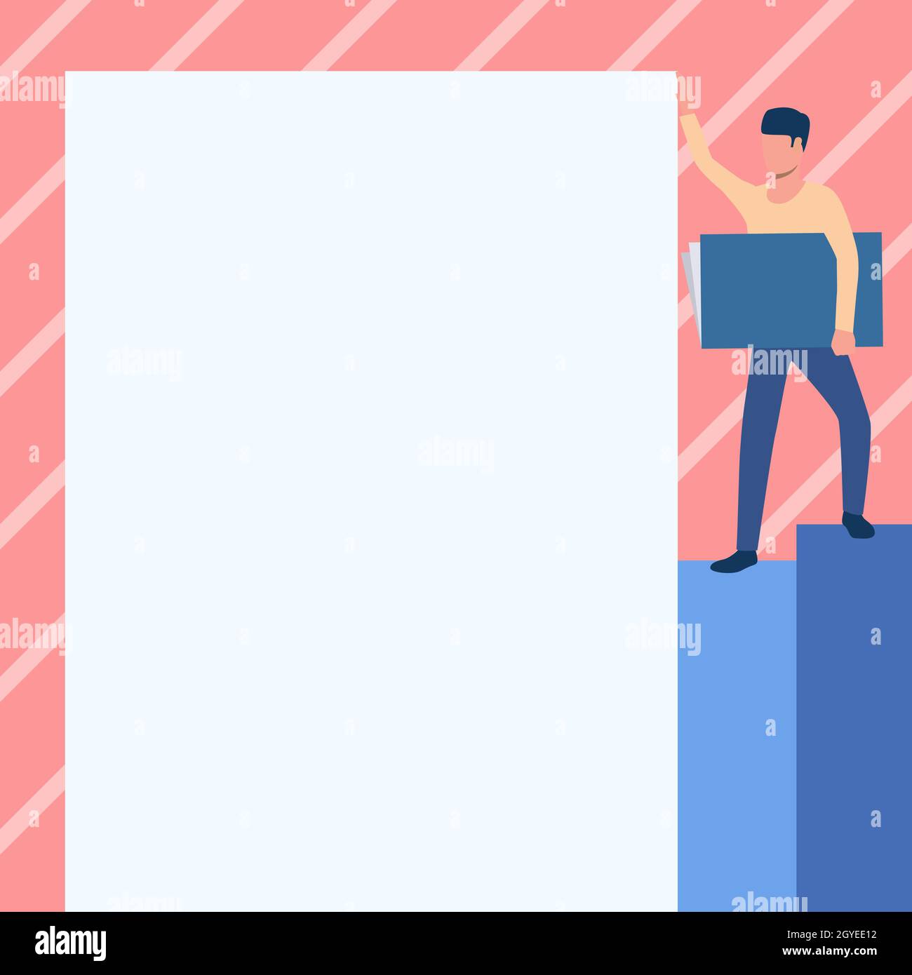 Man Standing Carrying Large Notebook While Showing Big Whiteboard Stock ...