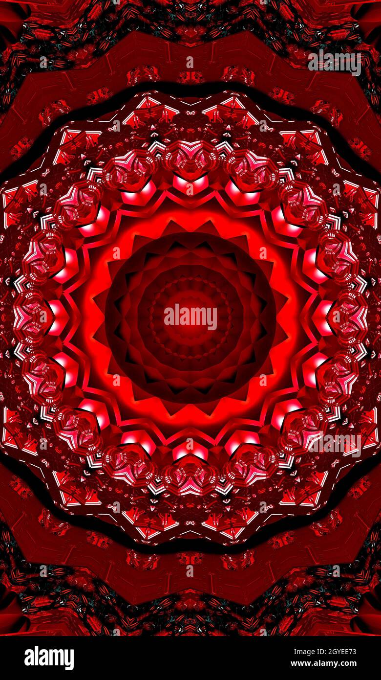 Horror red star kaleidoscope pattern wallpaper design. Vertical image ...