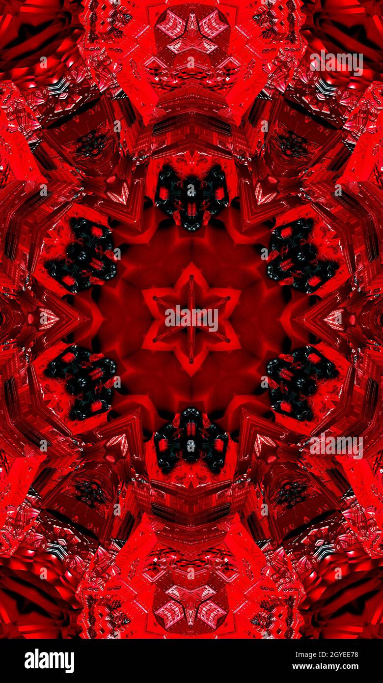 Horror red star kaleidoscope pattern wallpaper design. Vertical image ...