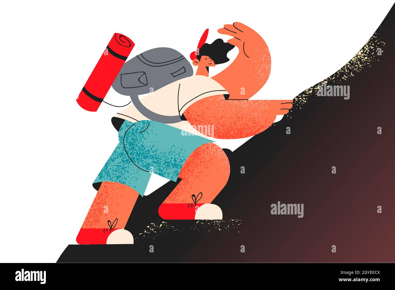 Inspiration, motivation, target concept. Young determined man cartoon ...