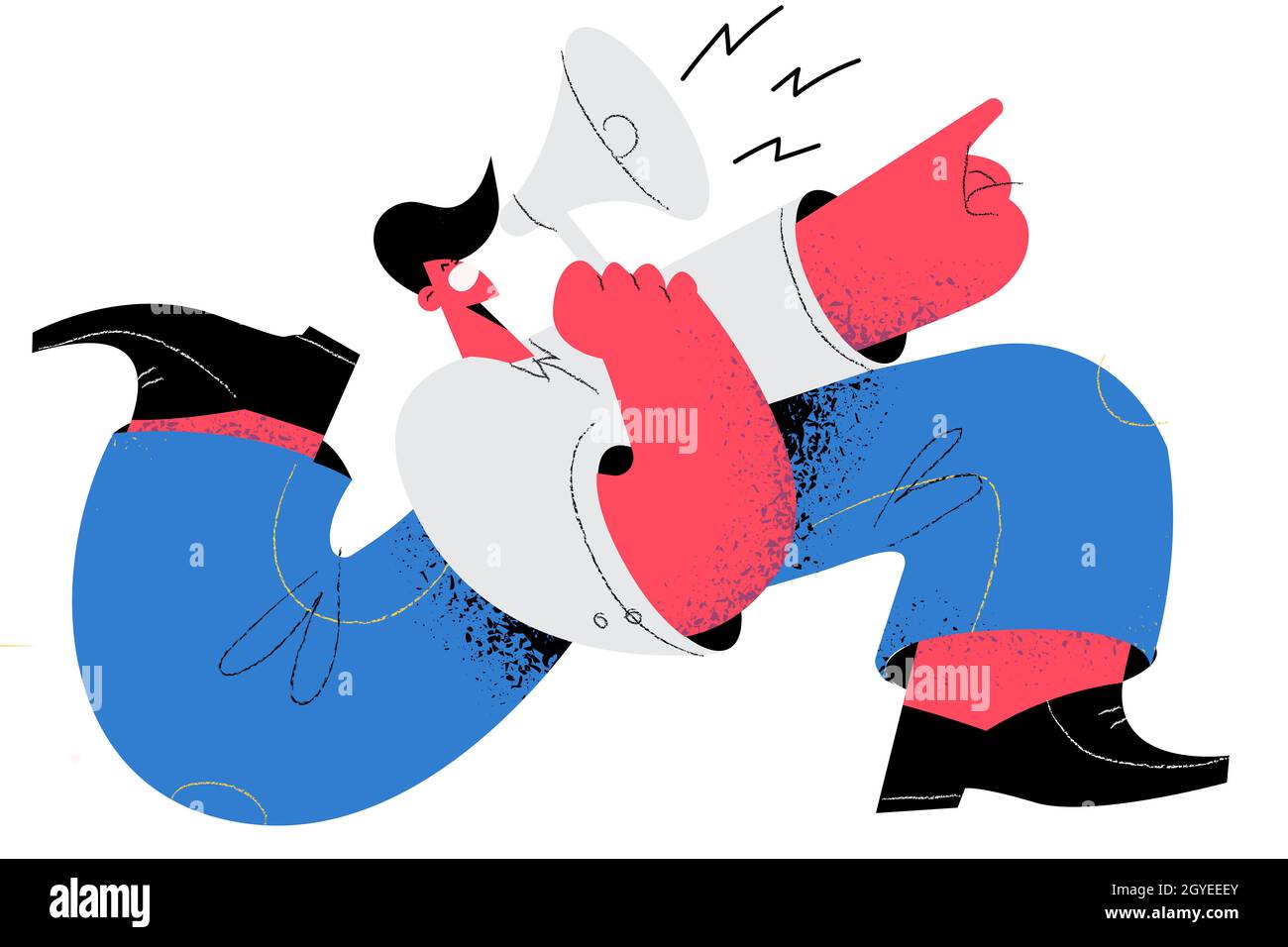 Announcement, speaker, advertising concept. Young businessman cartoon ...