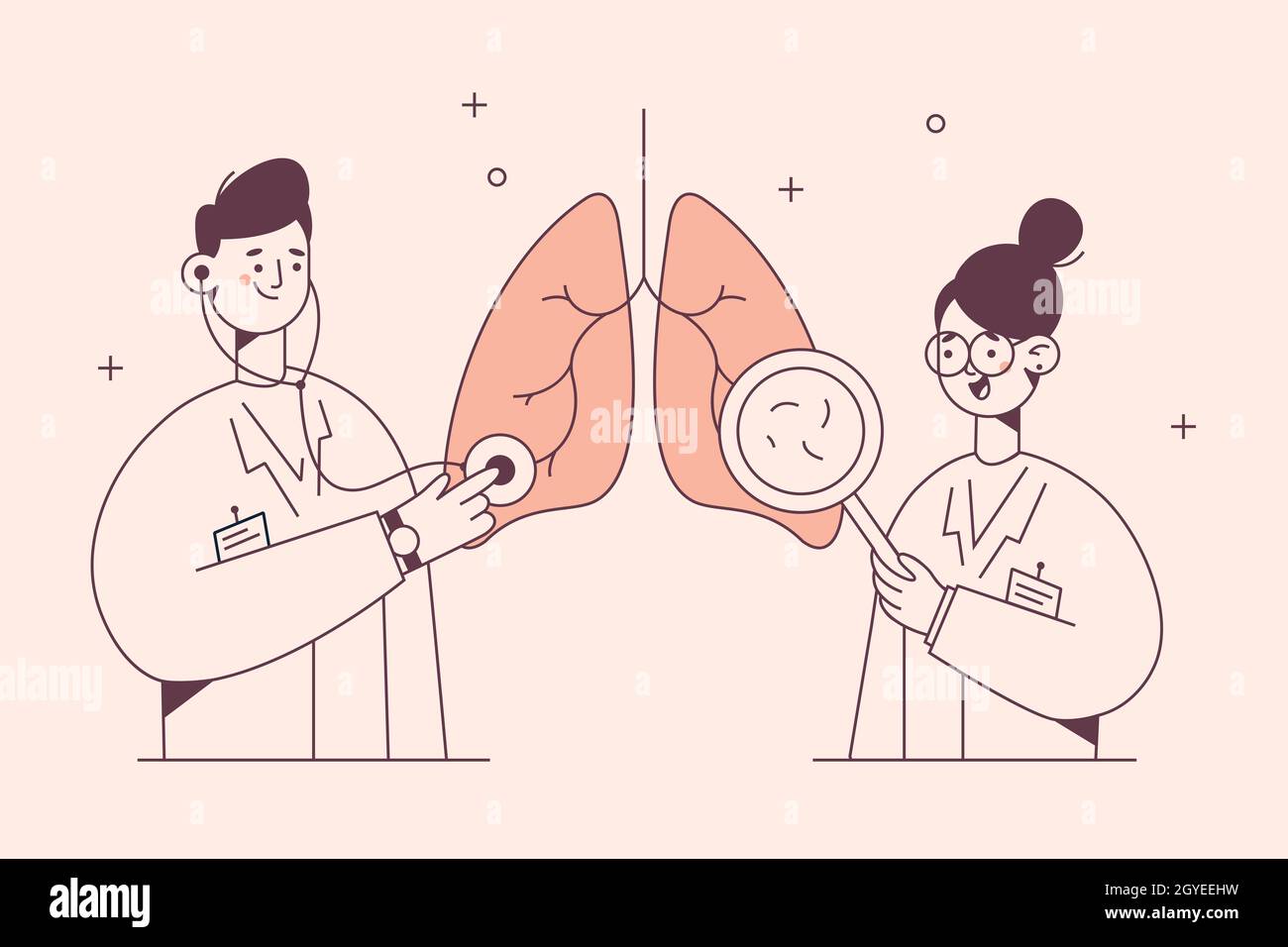 Lungs examination in medicine, pulmonology concept. Young doctors ...