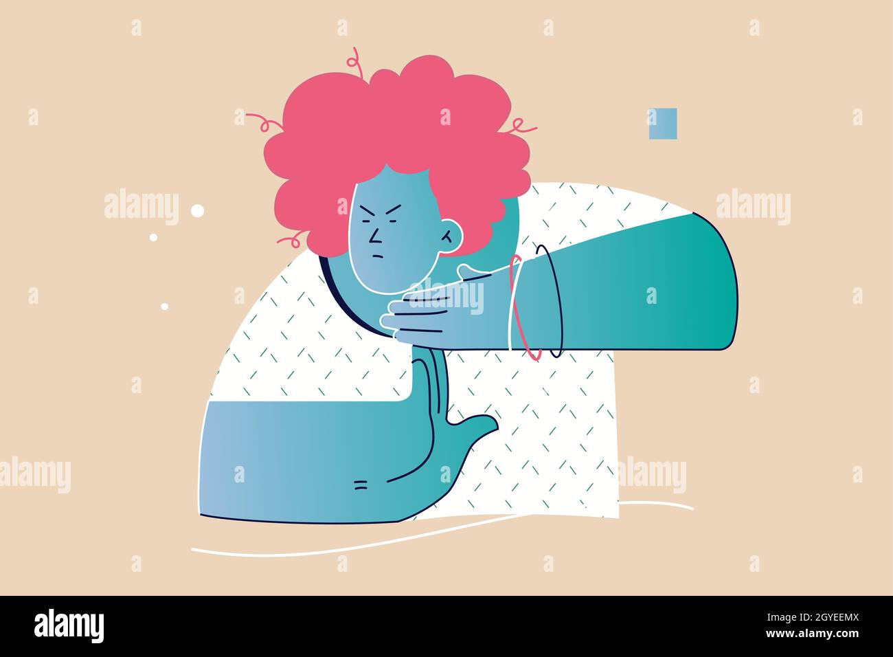 Emotion, face, stop concept. Young serious angry dissatisfied ...