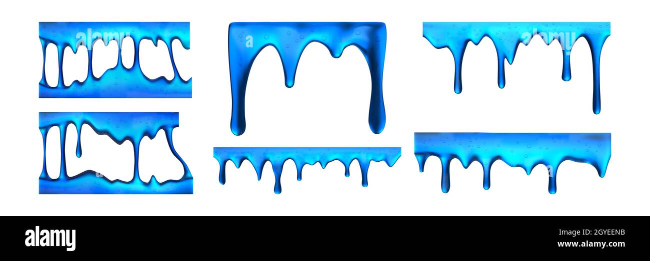 Realistic blue slime drips set collection. Collection of realism style ...