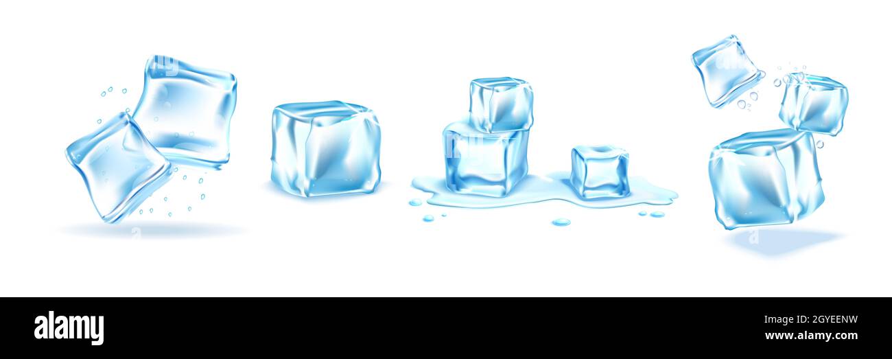 Realistic ice cubes set. Collection Illustration of realism style drawn ...