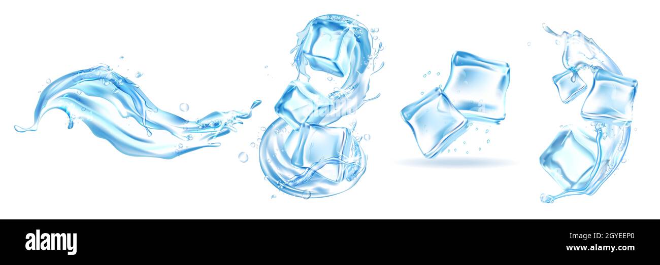 Realistic ice cubes set. Collection Illustration of realism style drawn ...