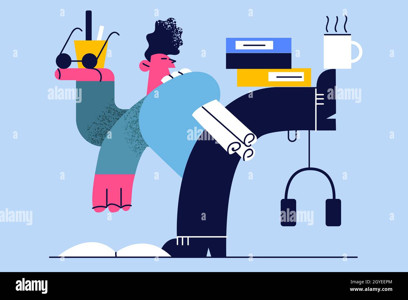 Multitask, management, balancing daily tasks concept. Young positive ...