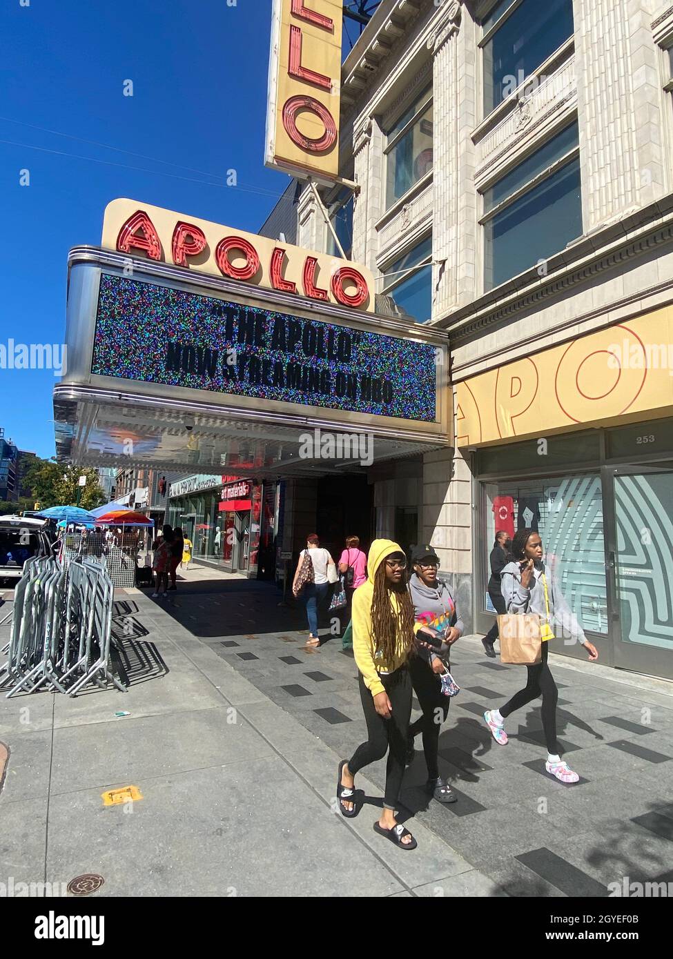 Marquee of the famous Apollo theater on 125th Street in the center of ...