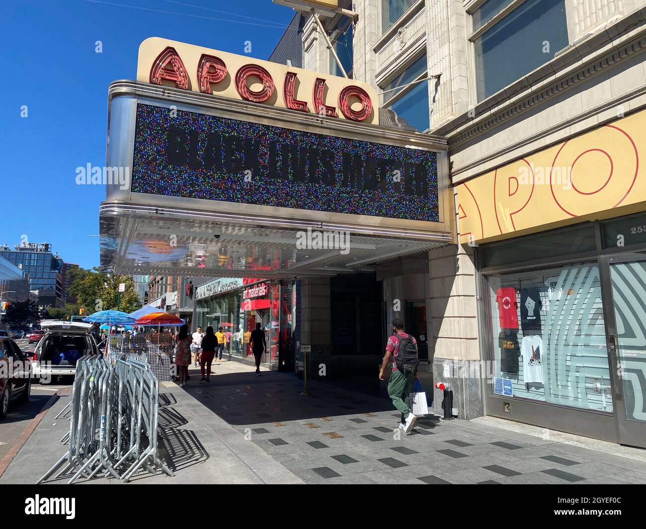 Marquee of the famous Apollo theater on 125th Street in the center of ...